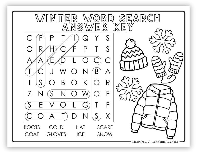 Winter Word Search (Free PDF Printables) - Simply Love Coloring