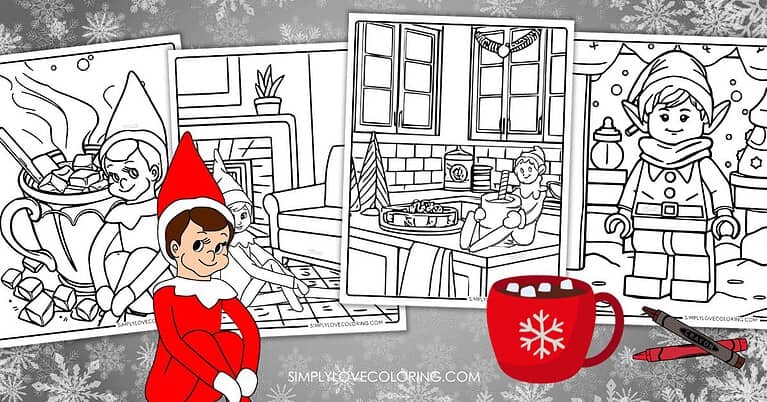Elf on the Shelf Coloring Pages (Free PDF Printables) - Simply Love ...