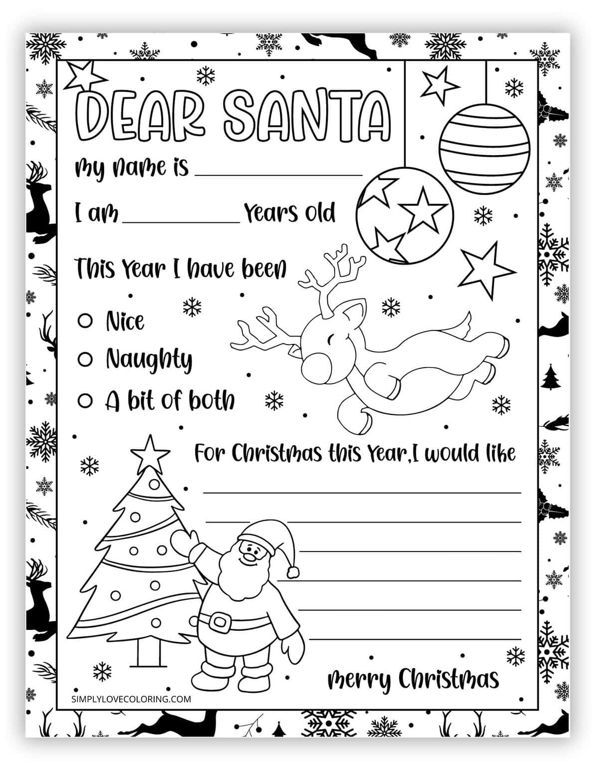 Letter to Santa Templates (Free PDF Printables) - Simply Love Coloring