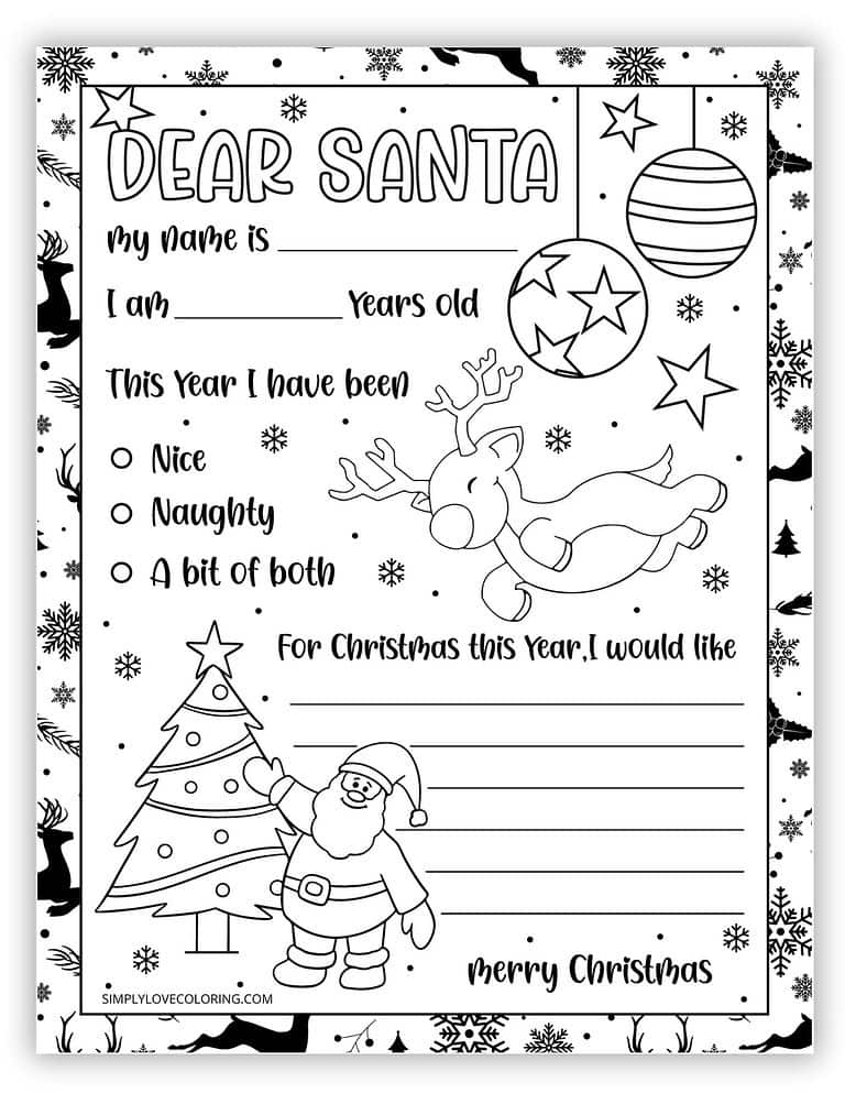 Letter to Santa Templates (Free PDF Printables) - Simply Love Coloring