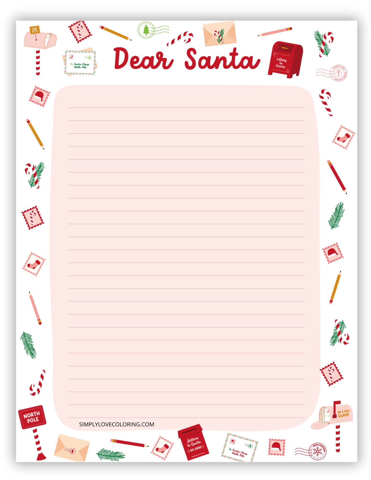 Letter to Santa Templates (Free PDF Printables) - Simply Love Coloring