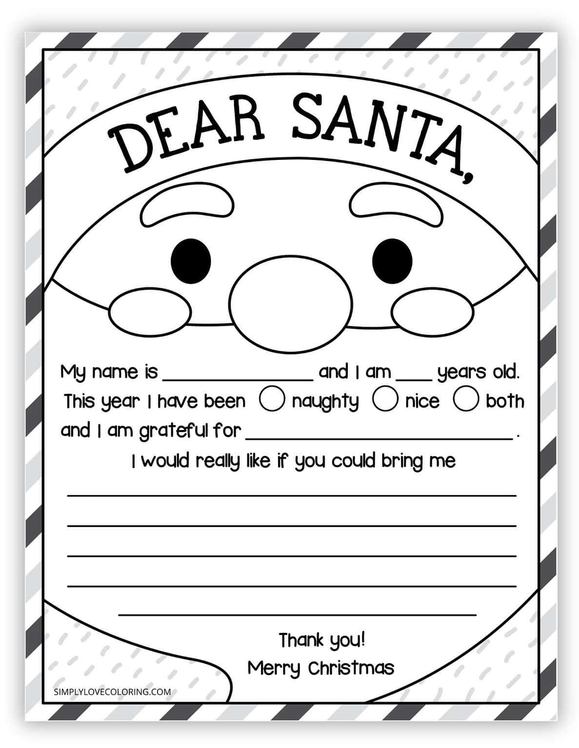 Letter to Santa Templates (Free PDF Printables) - Simply Love Coloring