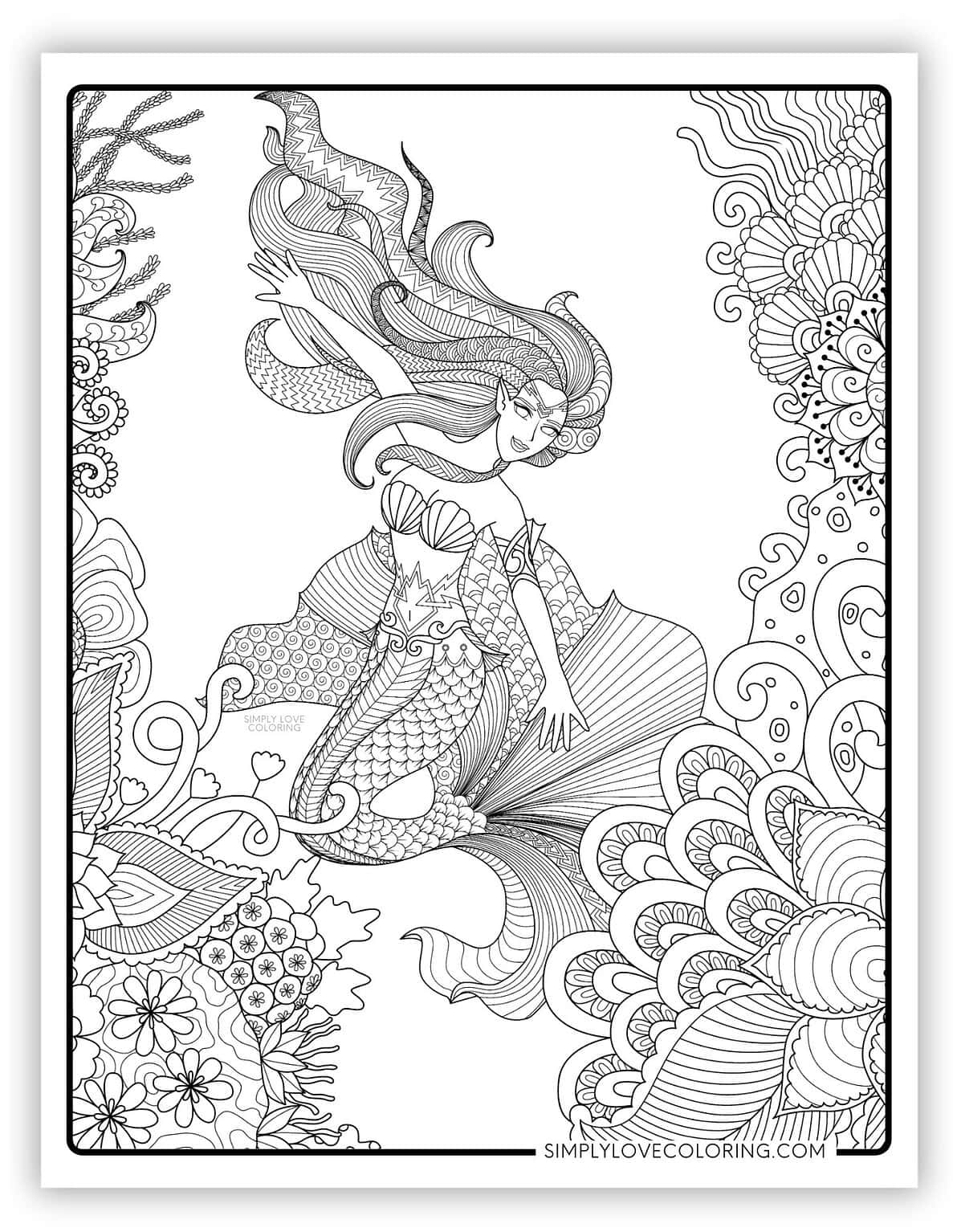 Mermaid Coloring Pages (Free PDF Printables) - Simply Love Coloring