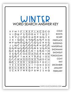 Winter Word Search (Free PDF Printables) - Simply Love Coloring