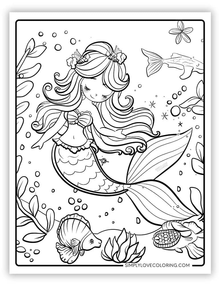 Mermaid Coloring Pages (Free PDF Printables) - Simply Love Coloring