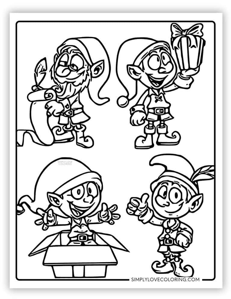 Elf Coloring Pages (Free PDF Printables) - Simply Love Coloring