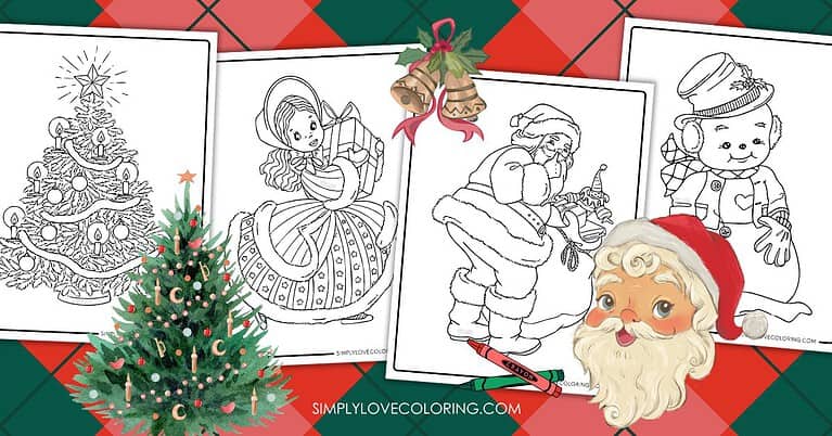 Vintage Christmas Coloring Pages (Free PDF Printables) - Simply Love ...