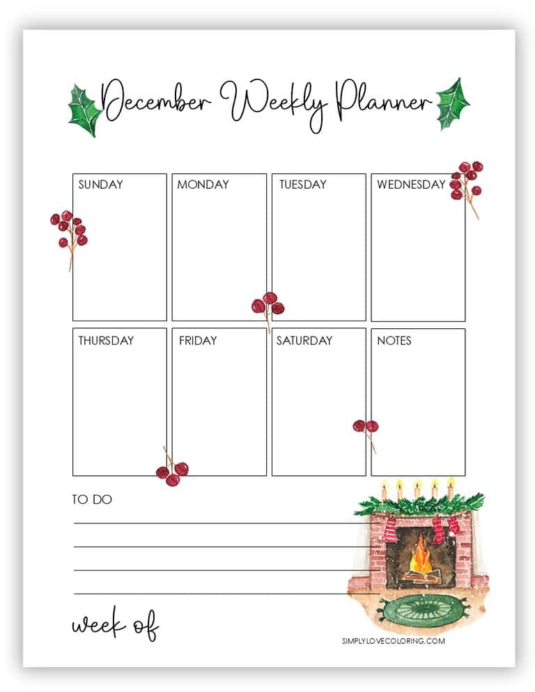 December Planner Printables (Free PDF Downloads) - Simply Love Coloring