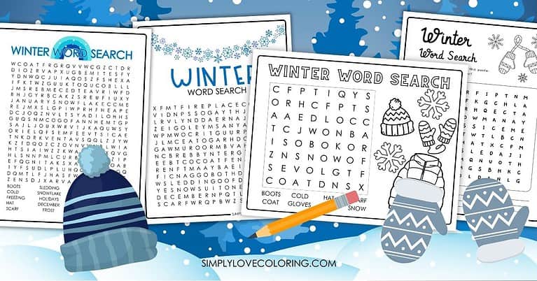 Winter Word Search (Free PDF Printables) - Simply Love Coloring