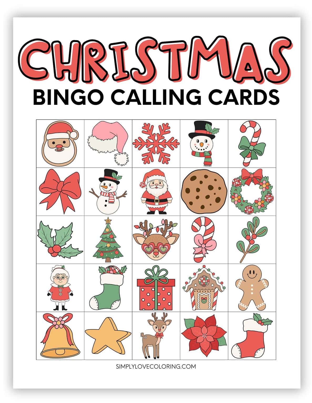 Christmas Bingo Cards (Free PDF Downloads) - Simply Love Coloring