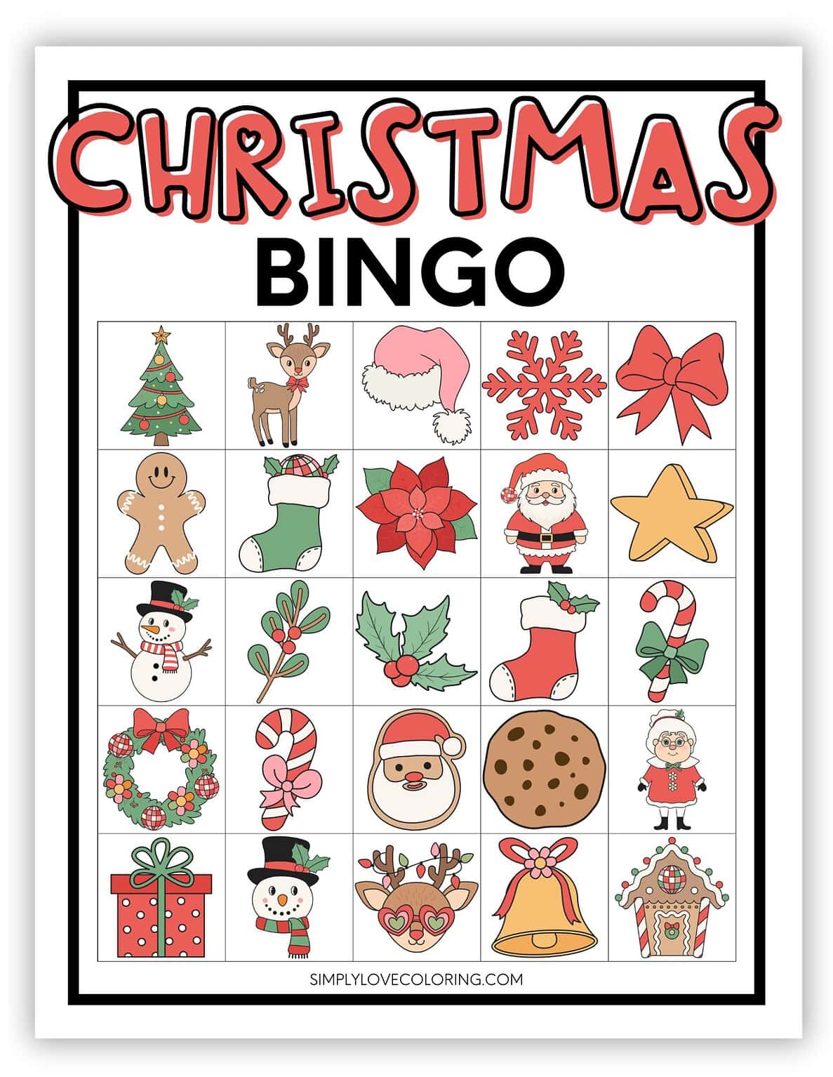 Christmas Bingo Cards (Free PDF Downloads) - Simply Love Coloring