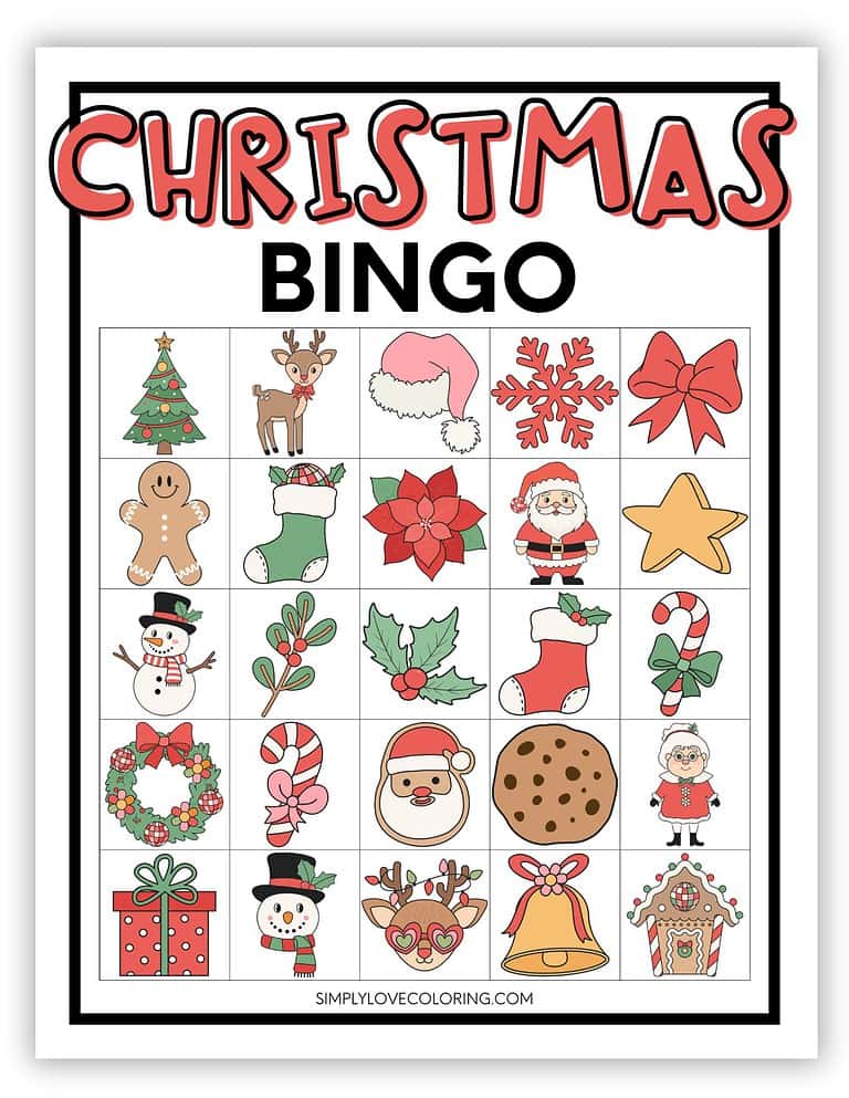Christmas Bingo Cards (Free PDF Downloads) - Simply Love Coloring