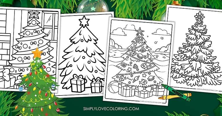 Christmas Tree Coloring Pages (Free PDF Printables) - Simply Love Coloring