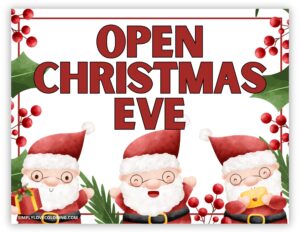 Open Christmas Eve Sign (Free PDF Printables) - Simply Love Coloring