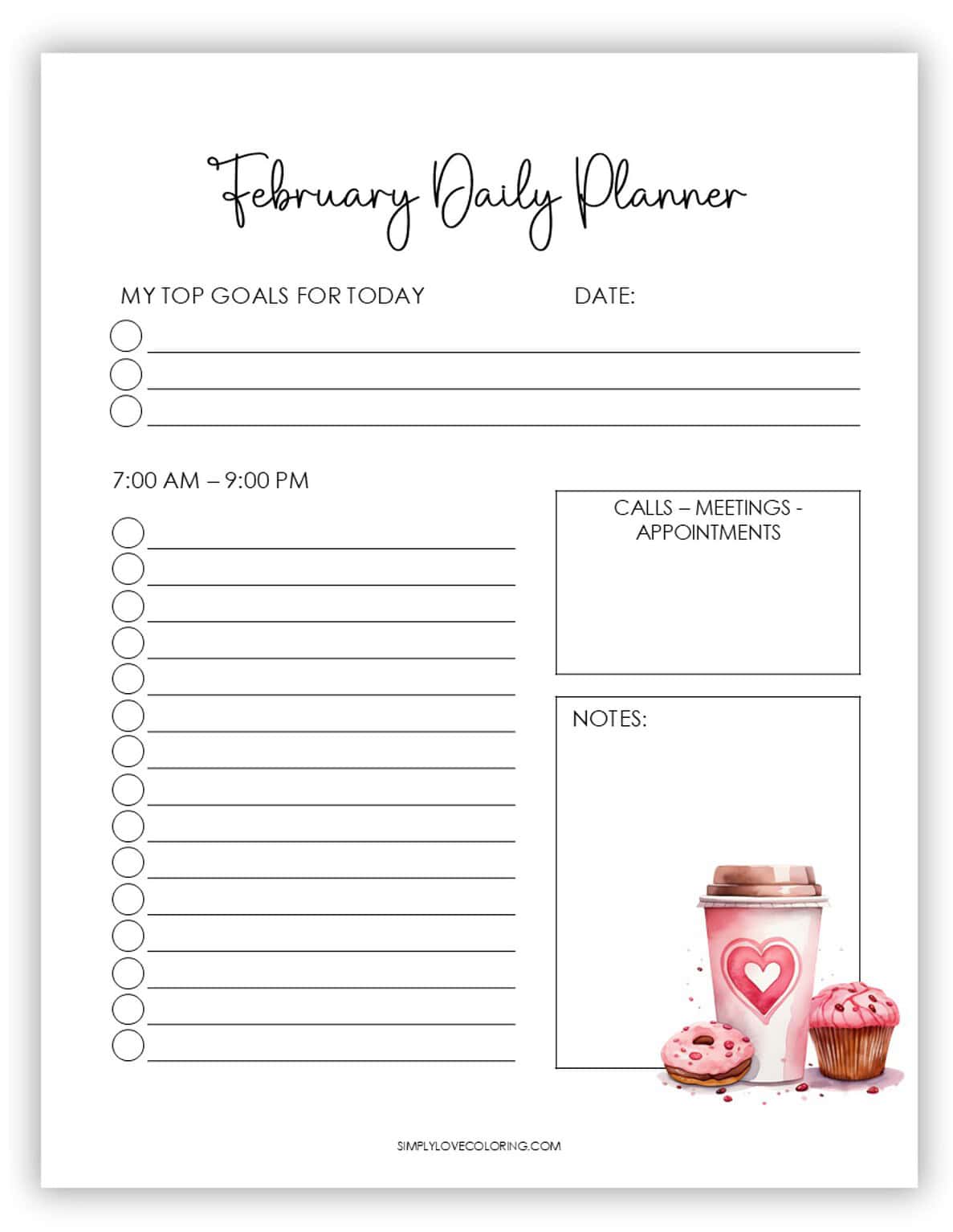 February Planner Printables (Free PDF Downloads) - Simply Love Coloring