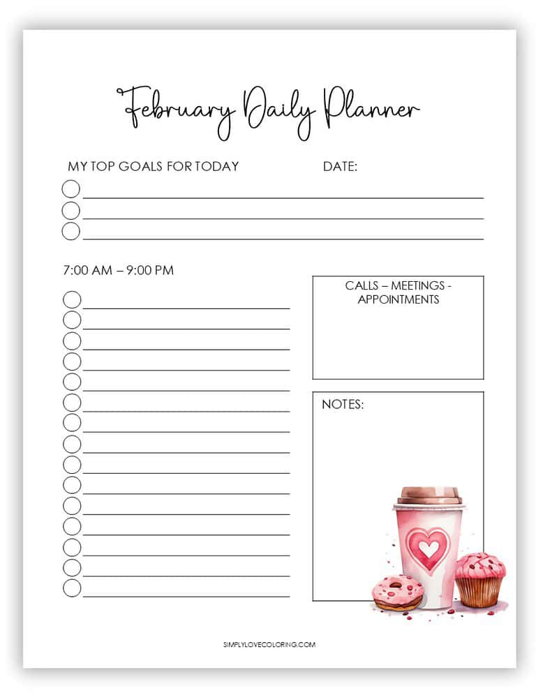 February Planner Printables (Free PDF Downloads) - Simply Love Coloring