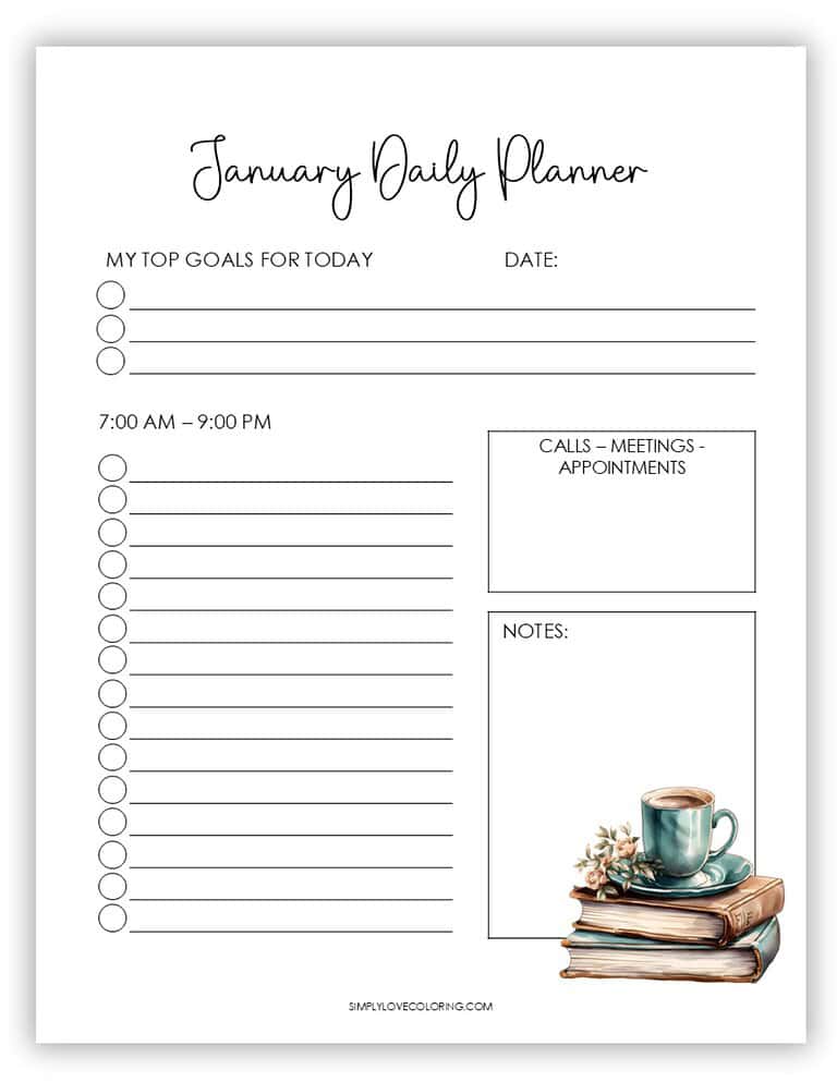 January Planner Calendar Printables (Free PDF Downloads) - Simply Love ...