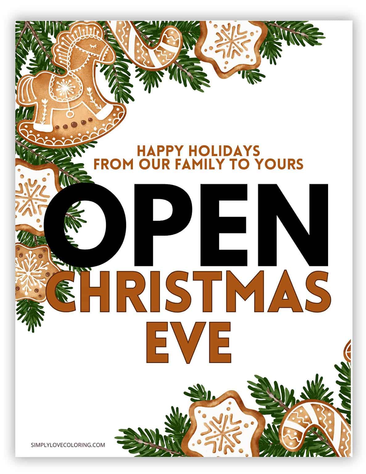 Open Christmas Eve Sign (Free PDF Printables) - Simply Love Coloring
