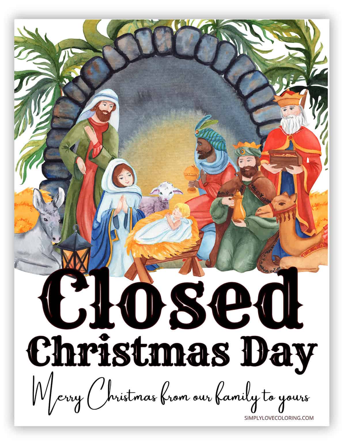 Closed Christmas Day Sign (Free PDF Printables) - Simply Love Coloring