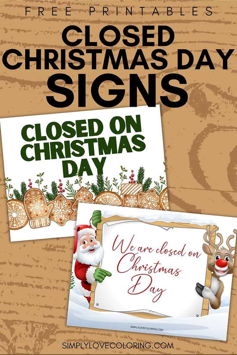 Closed Christmas Day Sign (Free PDF Printables) - Simply Love Coloring