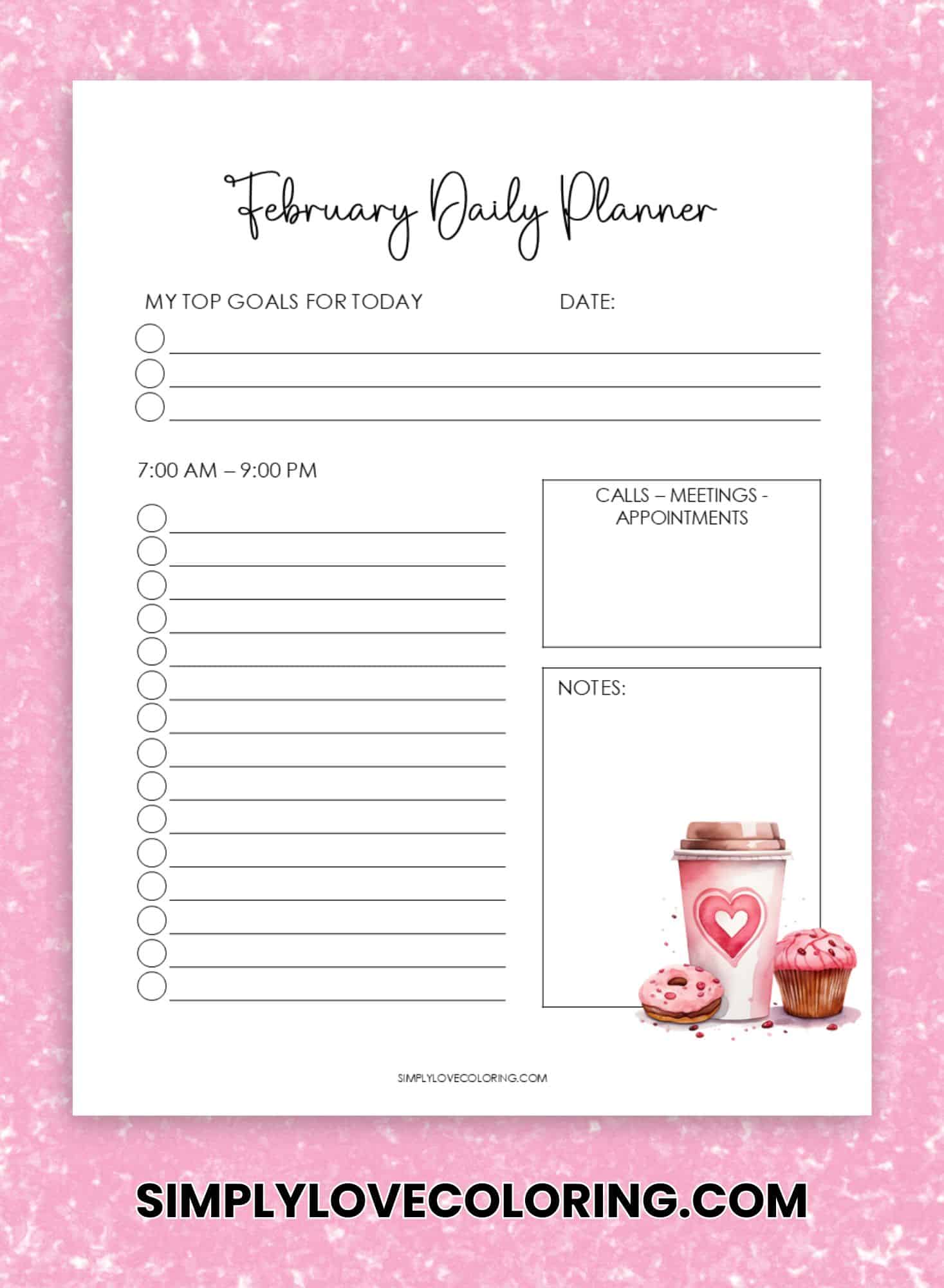 February Planner Printables (Free PDF Downloads) - Simply Love Coloring