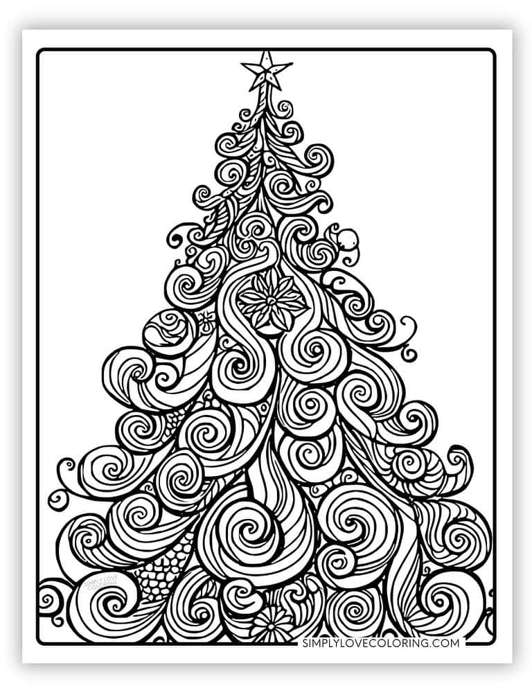 Christmas Tree Coloring Pages (Free PDF Printables) - Simply Love Coloring