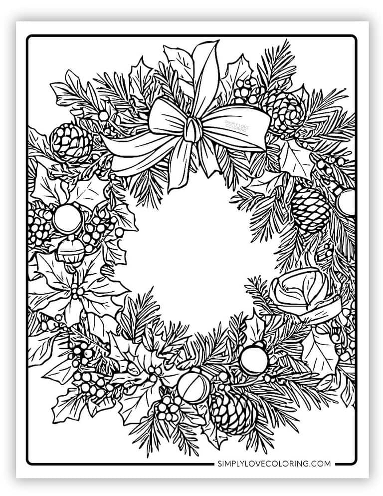 Christmas Wreath Coloring Pages - Simply Love Coloring