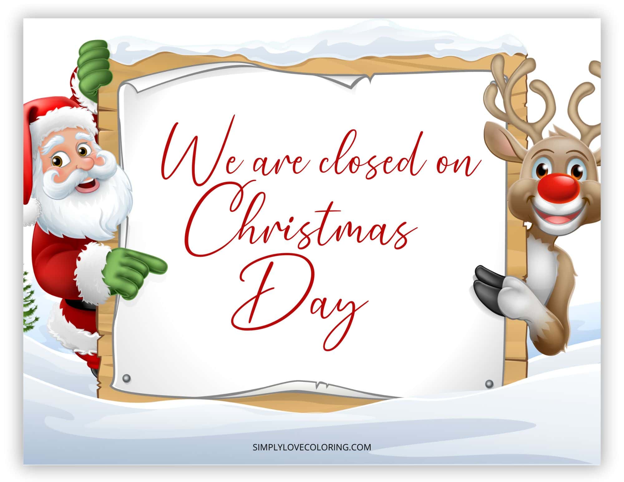 Closed Christmas Day Sign (Free PDF Printables) - Simply Love Coloring