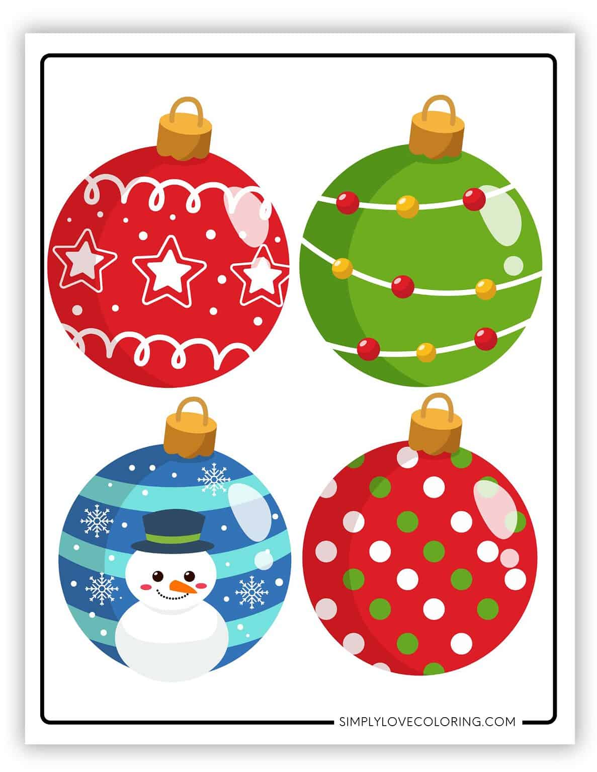 Printable Christmas Ornaments (Free PDF Downloads) - Simply Love Coloring