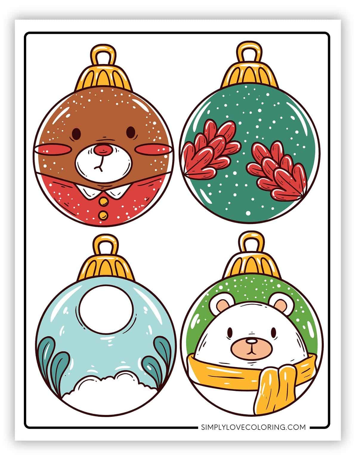 Printable Christmas Ornaments (Free PDF Downloads) - Simply Love Coloring