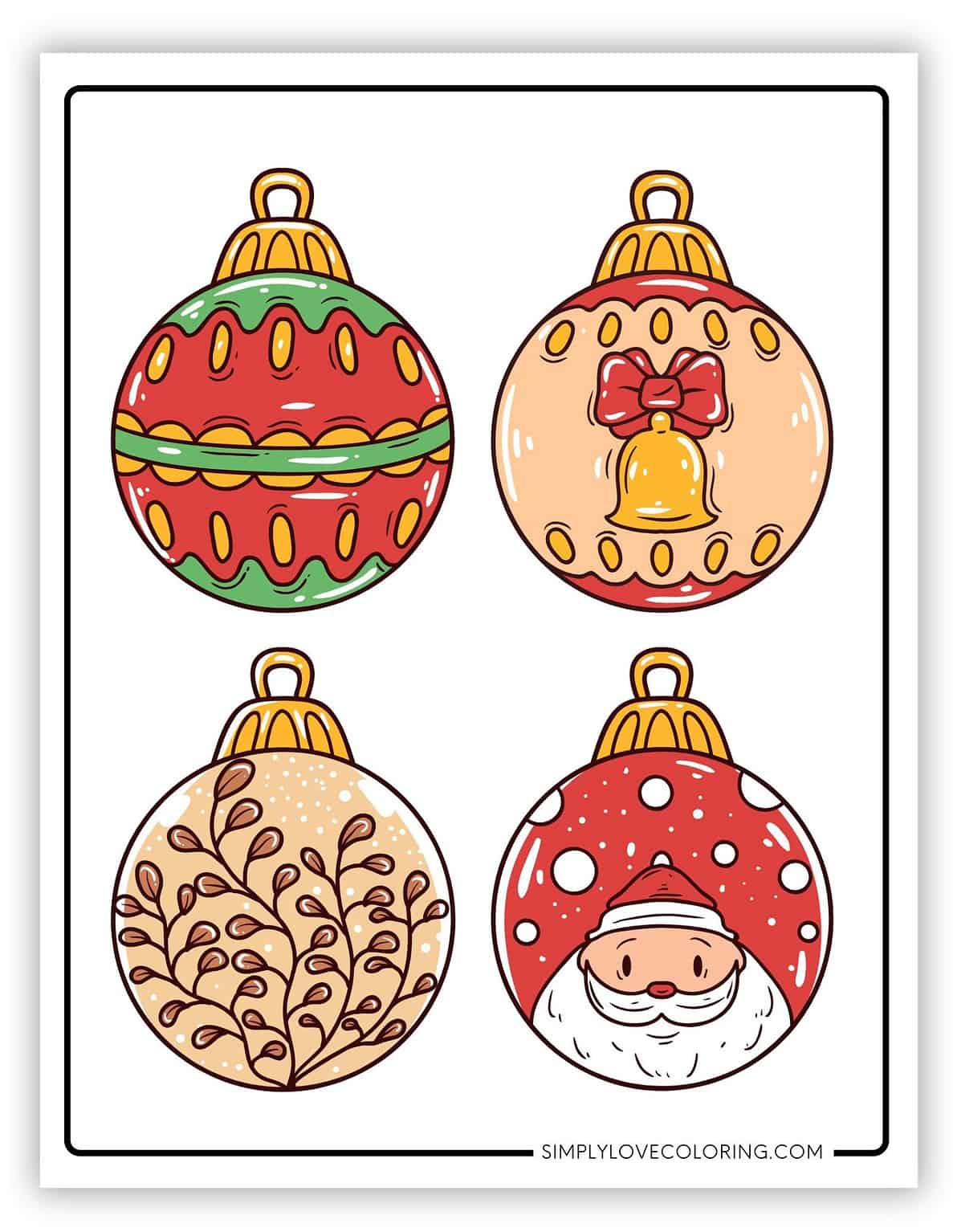 Printable Christmas Ornaments (Free PDF Downloads) - Simply Love Coloring