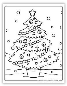 Christmas Tree Coloring Pages (Free PDF Printables) - Simply Love Coloring