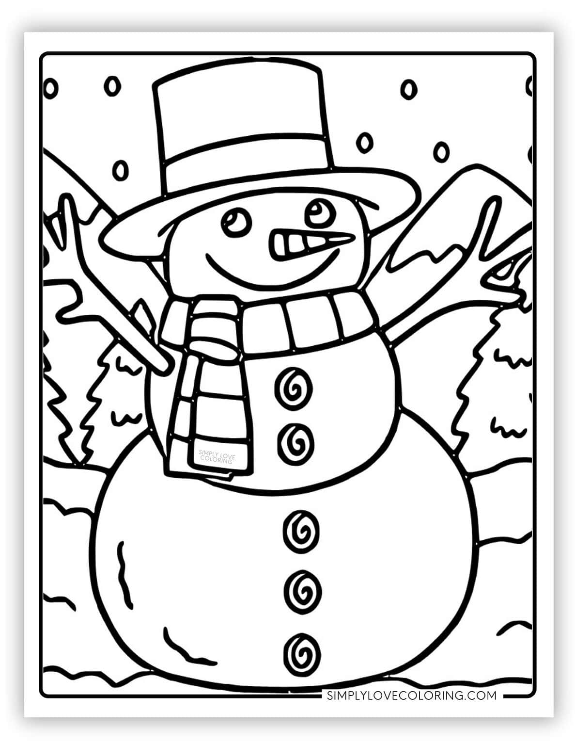 Snowman Coloring Pages (Free PDF Printables) - Simply Love Coloring