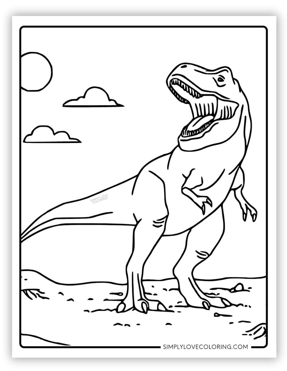 T Rex Coloring Pages (Free PDF Printables) - Simply Love Coloring