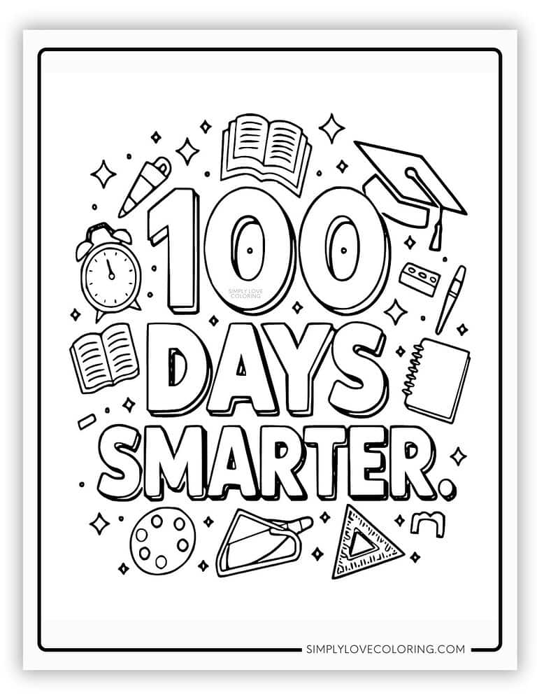 100th Day of School Coloring Pages (Free PDF Printables) - Simply Love ...