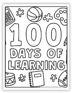 100th Day of School Coloring Pages (Free PDF Printables) - Simply Love ...