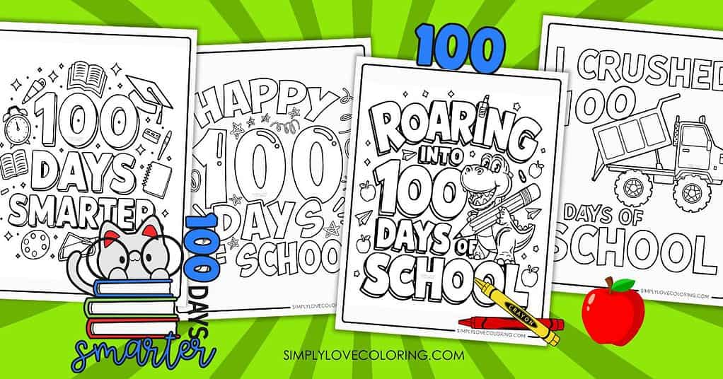 100th Day of School Coloring Pages (Free PDF Printables) - Simply Love ...