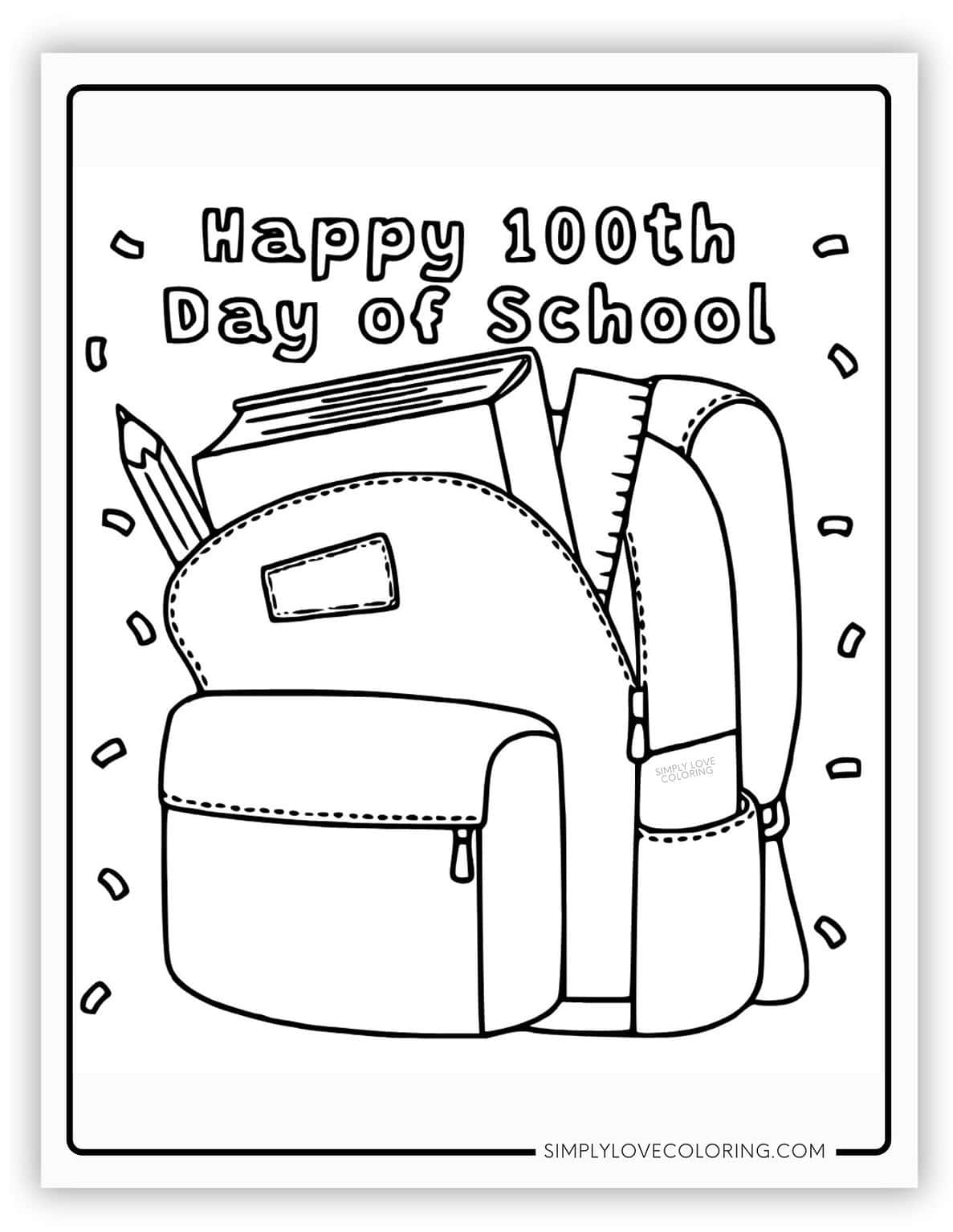 100th Day of School Coloring Pages (Free PDF Printables) - Simply Love ...