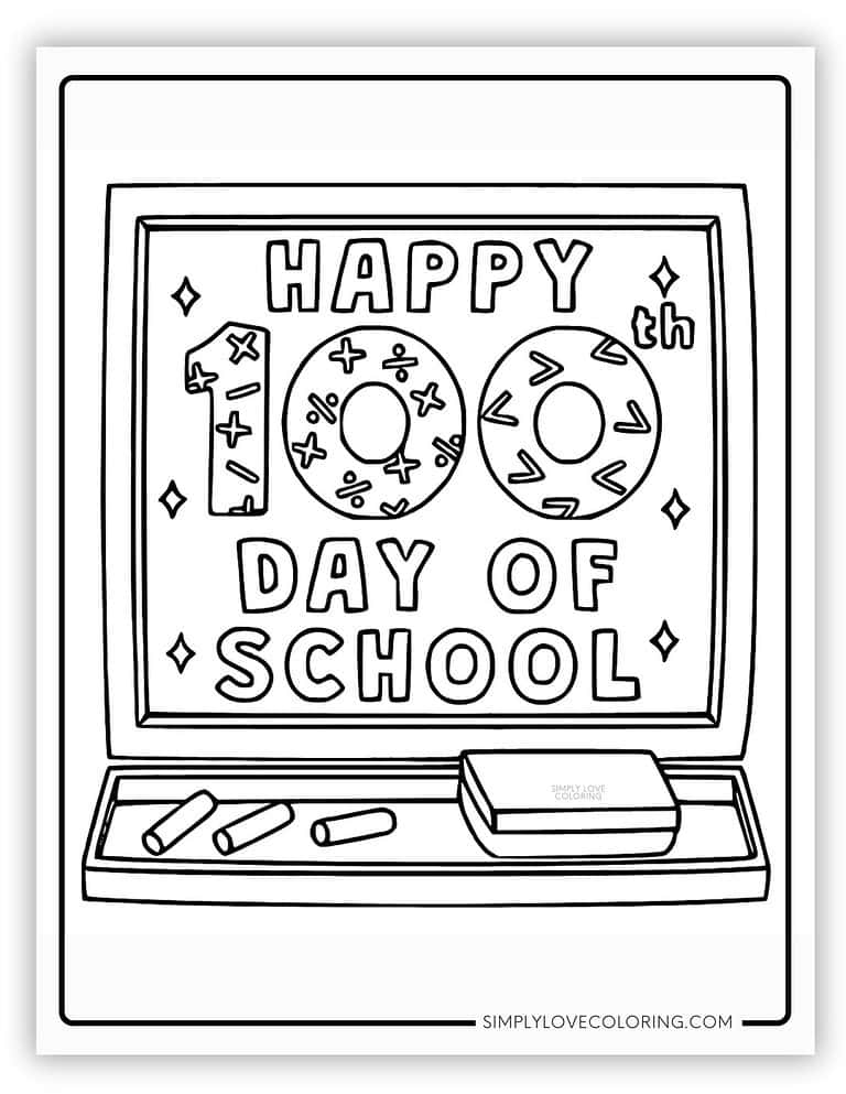 100th Day of School Coloring Pages (Free PDF Printables) - Simply Love ...