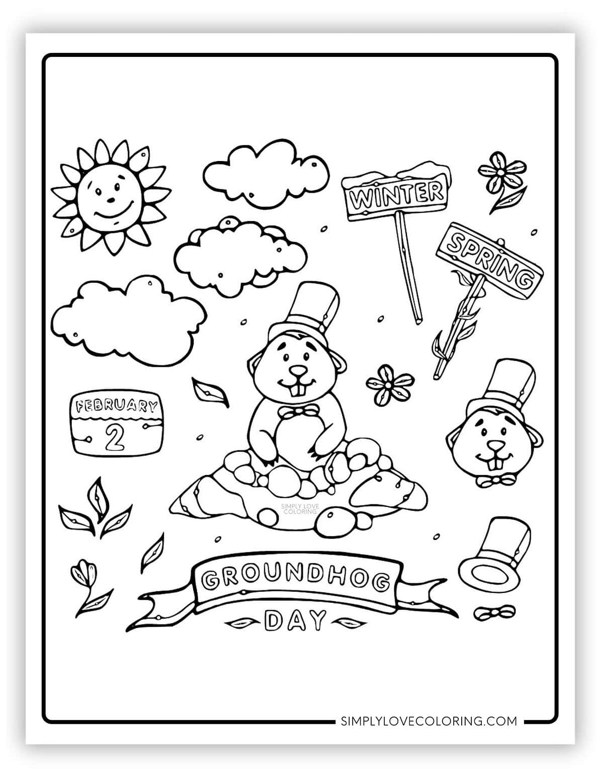Groundhog Day Coloring Pages (Free PDF Printables) - Simply Love Coloring
