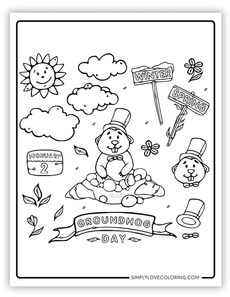 Groundhog Day Coloring Pages (Free PDF Printables) - Simply Love Coloring