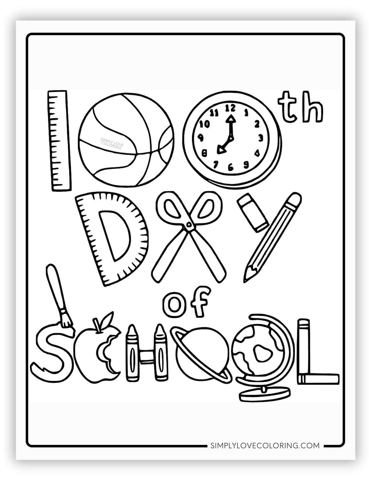 100th Day of School Coloring Pages (Free PDF Printables) - Simply Love ...