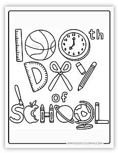 100th Day of School Coloring Pages (Free PDF Printables) - Simply Love ...