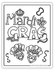 Mardi Gras Coloring Pages (Free PDF Printables) - Simply Love Coloring