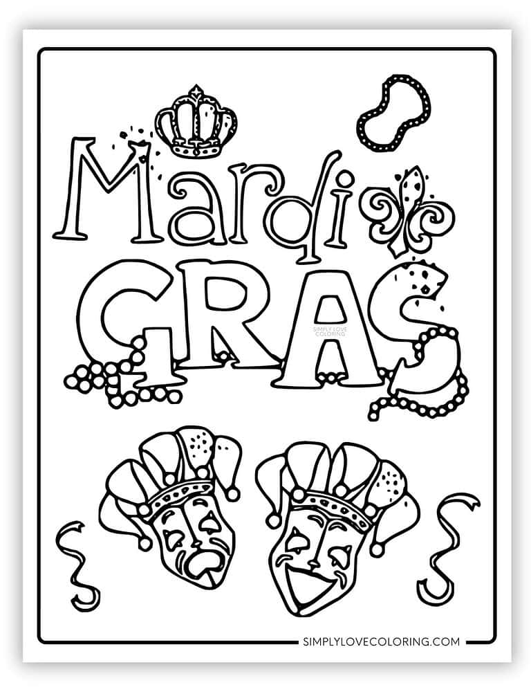 Mardi Gras Coloring Pages (Free PDF Printables) - Simply Love Coloring