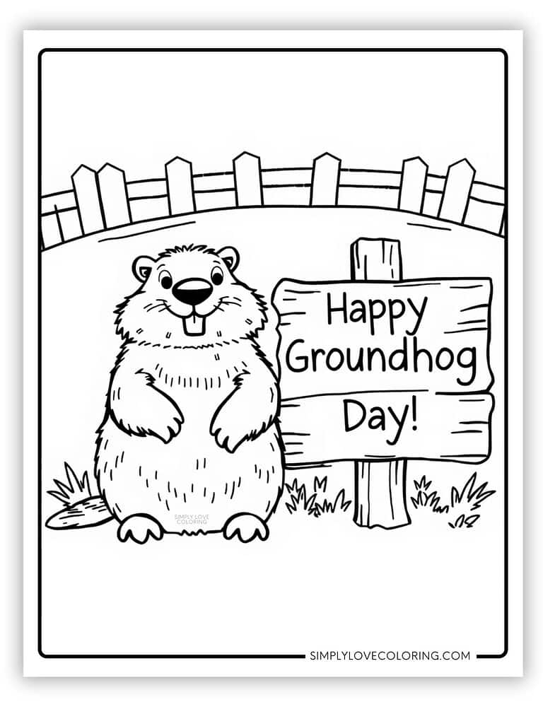 Groundhog Day Coloring Pages (Free PDF Printables) - Simply Love Coloring