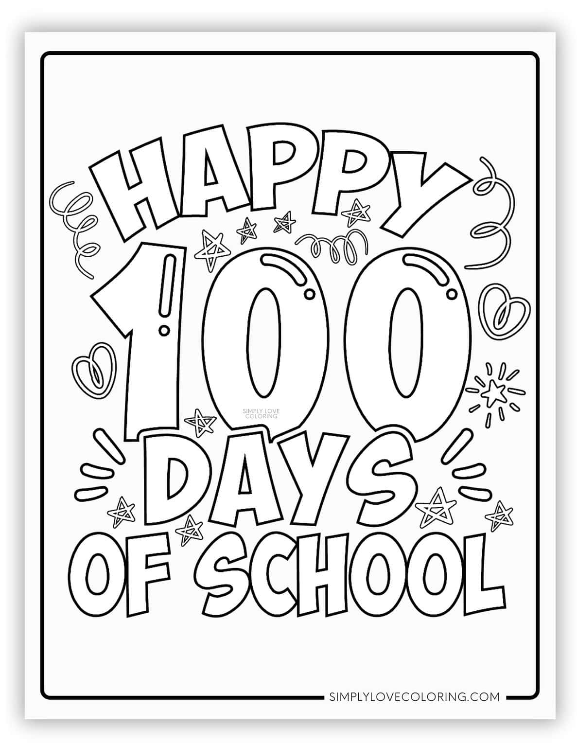100th Day of School Coloring Pages (Free PDF Printables) - Simply Love ...