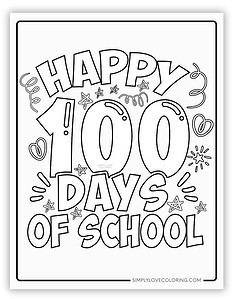 100th Day of School Coloring Pages (Free PDF Printables) - Simply Love ...