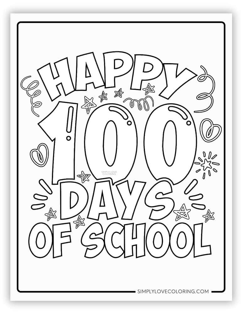 100th Day of School Coloring Pages (Free PDF Printables) - Simply Love ...