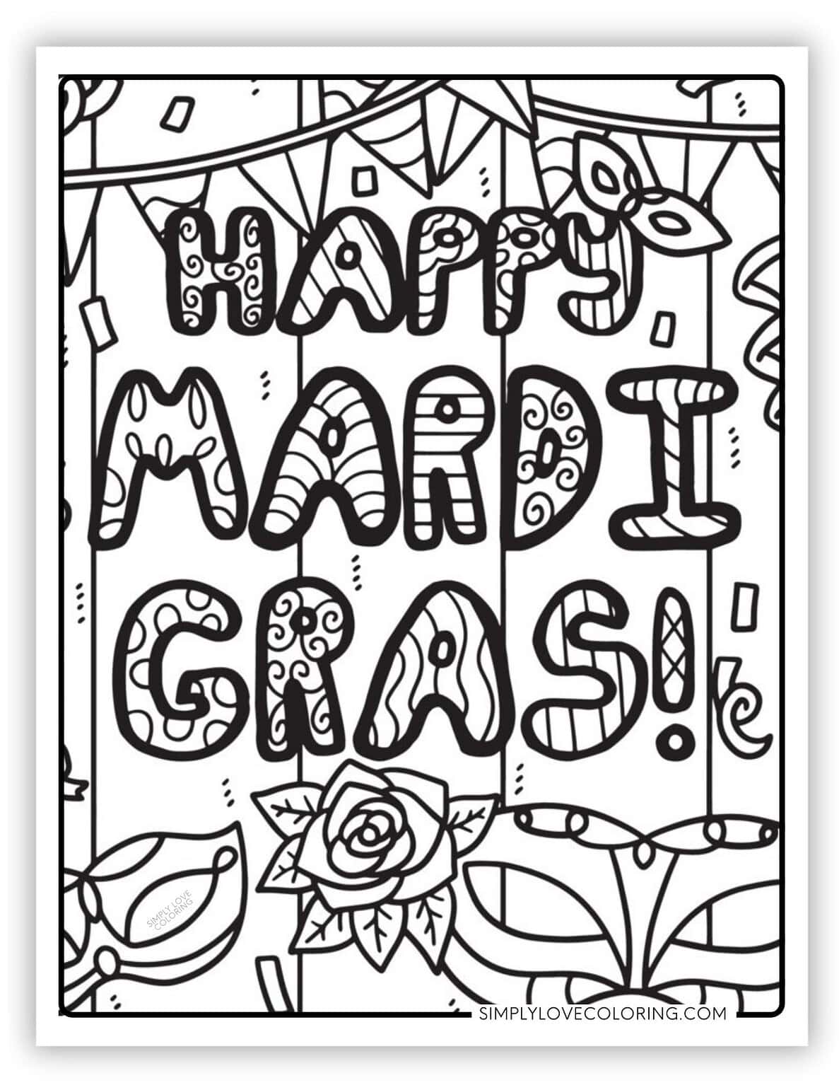 Mardi Gras Coloring Pages (Free PDF Printables) - Simply Love Coloring